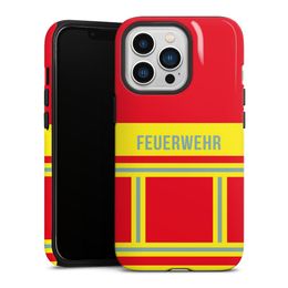 DeinDesign iPhone 13 Pro Handy Panzer Handyh&uuml;lle robuste Outdoor H&uuml;lle Schutzh&uuml;lle gl&auml;nzend Fire Fighters Life Saver Fire Fighter Tough Case