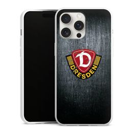 DeinDesign iPhone 15 Pro Max Handy Silikon H&uuml;lle Case wei&szlig; Handyh&uuml;lle Sgd Official Licensed Product Sg Dynamo Dresden Silikon Case