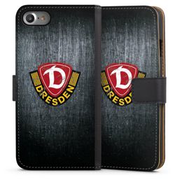 DeinDesign iPhone SE (2020) Handy Klapph&uuml;lle Handyh&uuml;lle aus Kunst Leder schwarz Flip Case Sg Dynamo Dresden Official Licensed Product Sgd Sideflip mit Lasche