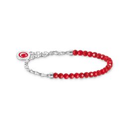 Thomas Sabo Member Charm-Armband rote Beads und Gliederelemente Silber