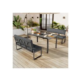 Ulife Garten-Essgruppe Gartenmöbel Set Aluminium-Esstisch und Stühlen