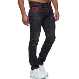 Baxboy Regular-fit-Jeans Herren Jeans Dicke Neon-Naht Straight Fit Denim Stonewashed Stretch