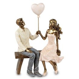 formano Dekofigur formano Figur Liebespaar Paar auf Bank mit Herz 24 cm Bunte Skulptur