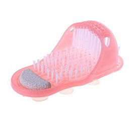Bizaical Fußbürste Badezimmer Fußreiniger Bad Fußmassagegeräte Hausschuhe(rosa) 