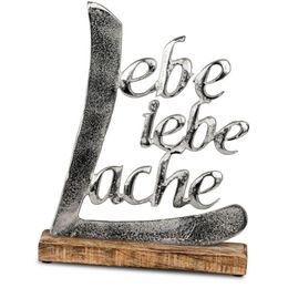 formano Dekofigur formano Schriftzug Lebe Liebe Lache Aluminium Mangoholz 18cm Tischdeko