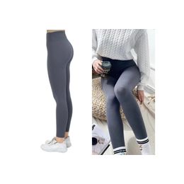 fashionshowcase Highwaist Leggings gerippte Damen Leggins hoch Bund Leggings innen Fleece Yoga Hose eng anliegend