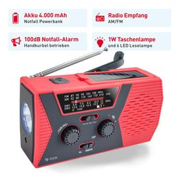 X4-Life X4-TECH Portable FM/AM Solar Radio mit Taschen- und Leselampe USB