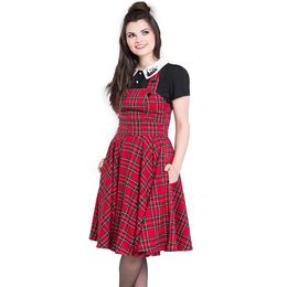 Hell Bunny A-Linien-Kleid Irvine Pinafore Dress Tartan Rot Retro Vintage Schürzenkleid Latzrock
