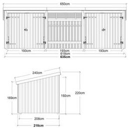 Plus Gartenhaus Nordic Multi 619 x 208 cm natur mit 2 Doppeltüren, offen