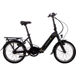 E-Bike SAXONETTE "Compact Premium Plus" E-Bikes Gr. 33 cm, 20 Zoll (50,80 cm), schwarz (schwarz matt) E-Bikes