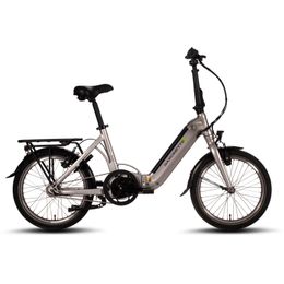 E-Bike SAXONETTE "Compact Premium Plus" E-Bikes Gr. 33 cm, 20 Zoll (50,80 cm), silberfarben (silberfarben matt) E-Bikes