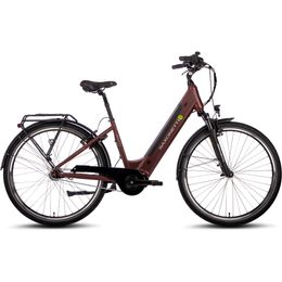 E-Bike SAXONETTE "Optimum Plus" E-Bikes Gr. 45 cm, 28 Zoll (71,12 cm), rot (bordeau x matt) E-Bikes