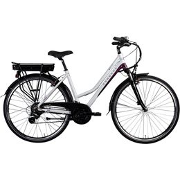 Zündapp E-Bike ZÜNDAPP "Z802 Damen" E-Bikes Gr. 48 cm, 28 Zoll (71,12 cm), weiß (dunkellila, weiß) E-Bikes