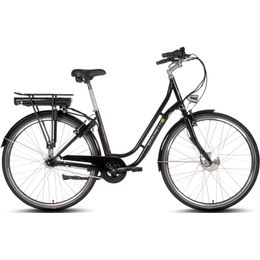 E-Bike SAXONETTE "Fashion Plus 2.0" E-Bikes Gr. 45 cm, 28 Zoll (71,12 cm), schwarz (schwarz glänzend) E-Bikes