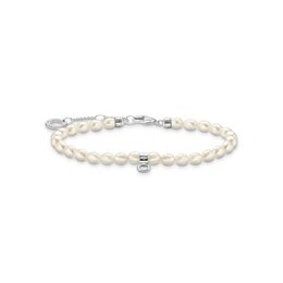 Armband Thomas Sabo "mit Perlen, A2063-082-14-L19V" Armbänder Gr. 19, Silber 925 (Sterlingsilber)-Perlen, bunt (silberfarben, weiß) Damen Perlenarmbänder