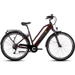 E-Bike SAXONETTE "Comfort Sport" E-Bikes Gr. 45 cm, 28 Zoll (71,12 cm), rot (bordeau x glanz) E-Bikes