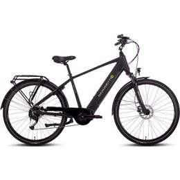 E-Bike SAXONETTE "Deluxe Sport Man" E-Bikes Gr. 48 cm, 28 Zoll (71,12 cm), schwarz (schwarz matt) E-Bikes