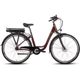 E-Bike SAXONETTE "City Plus" E-Bikes Gr. 45 cm, 28 Zoll (71,12 cm), rot (ruby red glänzend) E-Bikes