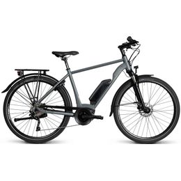 E-Bike HAWK Bikes "E-Trekking 500 Gent" E-Bikes Gr. 53 cm, 28 Zoll (71,12 cm), grau E-Bikes
