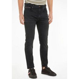 Tommy Hilfiger 5-Pocket-Jeans SLIM BLEECKER PSTR mit Tommy Hilfiger Leder-Batch am hinteren Bundabschluss, schwarz