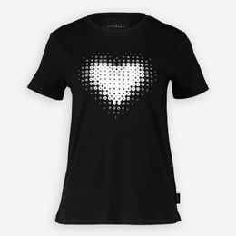 TK Maxx Schwarzes T-Shirt mit weißem Herzdruck & Ziersteinen