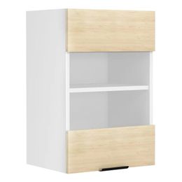 Vcm Küchenschrank Breite 40 cm Glastür Hängeschrank Küche Wandschrank Küchenmöbel Fasola (Farbe: Weiß / Honig-Eiche)