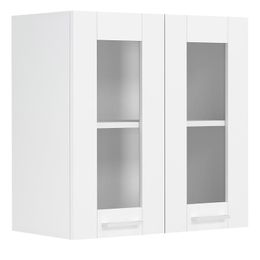 Vcm Küchenschrank Breite 80 cm Glastür Hängeschrank Glas Küche Küchenmöbel Landhaus Colura (Farbe: Weiß)