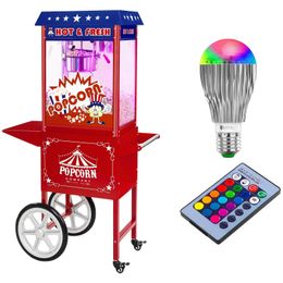 ROYAL CATERING Popcornmaschine mit Wagen und LED-Beleuchtung - USA-Design - rot