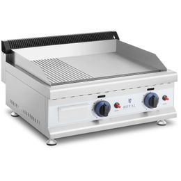 ROYAL CATERING Doppel-Gasgrill - 60 x 40 cm - glatt/geriffelt - 2 x 3.100 W - Erdgas - 20 mbar RC-GGHR600