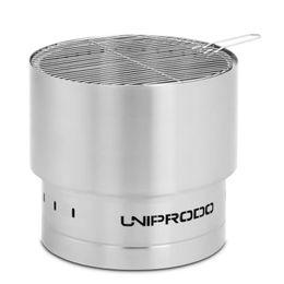 Uniprodo Feuerschale - aus Edelstahl - mit Grillrost - 50 x 50 x 45 cm UNI_FP_10