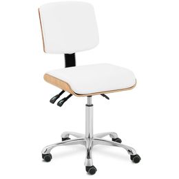 Physa Rollhocker mit Lehne - 575 -775 mm - 160 kg - Holzoptik/ Weiß DAVOS WHITE