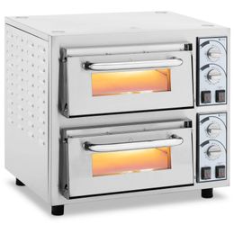 Pizzaofen - 2 Kammern - 4400 W - Ø 35 cm - feuerfester Stein - ROYAL CATERING RCPO-4400-2PS