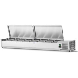 ROYAL CATERING Kühlaufsatzvitrine - 200 x 39 cm - 9 GN 1/3 Behälter RCKV-200/39-S9