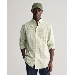 Langarmhemd Gant "Regular Fit Gingham Popeline Hemd strapazierfähig pflegeleicht kariert" Gr. XL, N-Gr, grün (milky matcha) Herren Hemden Langarm