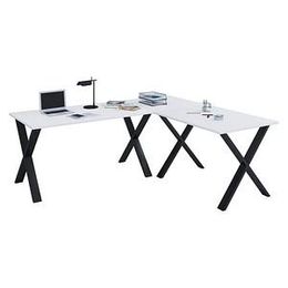 Vcm my office Lona Schreibtisch weiß rechteckig, X-Fuß-Gestell schwarz 130,0 x 50,0 cm
