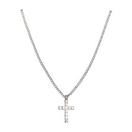 Urban Classics Edelstahlkette Unisex Diamond Cross Necklace, silberfarben