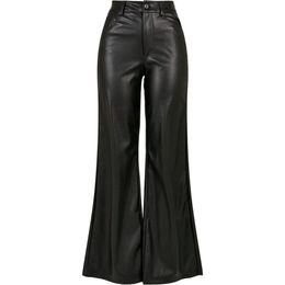 Urban Classics Stoffhose Urban Classics Damen Ladies Faux Leather Wide Leg Pants (1-tlg), schwarz