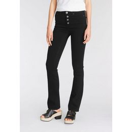 Arizona Bootcut-Jeans Ultra Stretch High Waist mit durchgehender Knopfleiste, schwarz
