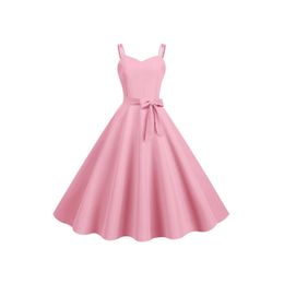 ZWY Spaghettikleid Strapskleid rockabilly kleider damen rosa