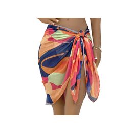 ZWY Strandkleid Farblich bedruckter Rock-Schal aus Netzstoff