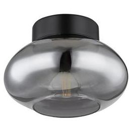Globo Deckenlampe Rauchglas Deckenleuchte Glas Rauchglas Deckenleuchte Vintage, Retrodesign Wohnzimmer, Metall schwarz, 1x E27 Fassung, DxH 18x13 cm
