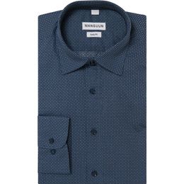 Manguun Businesshemd, Body-Fit, Langarm, Kent-Kragen, für Herren, blau, 42