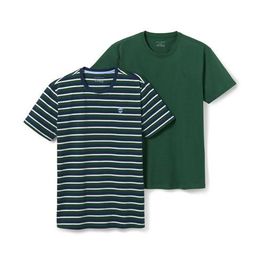 Tchibo 2 T-Shirts mit Rundhalsausschnitt - Dunkelblau/Gestreift - Gr.: 4XL
