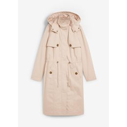 bonprix Langer Trenchcoat mit Kapuze, tailliert, leicht wattiert