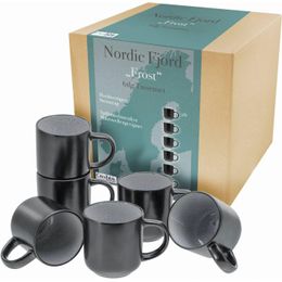 Creatable Becher Nordic Fjord, Steinzeug, Kaffeebecher, Tassen Set, 6-teilig, 285 ml, grau