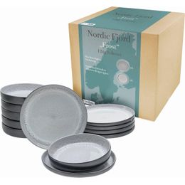 Creatable Teller-Set Nordic Fjord (12-tlg), 6 Personen, Steinzeug, Tafelservice, 6 Speiseteller Ø 26 cm, 6 Suppenteller Ø 22,5 cm, grau