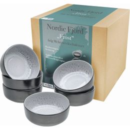 Creatable Müslischale Nordic Fjord, Steinzeug, (Set, 6-tlg), Salatschale, Snackschale, Ø 15,5 cm, 960 ml, grau