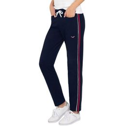 TRIGEMA Jerseyhose TRIGEMA Lange Jogginghose mit Seitenstreifen (1-tlg), blau