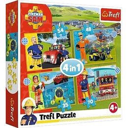 Trefl Feuerwehrmann Sam zur Rettung, 4 in 1 Puzzle (Kinderpuzzle)