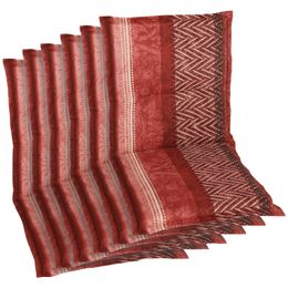 Sesselauflage GO-DE Polsterauflagen Gr. B/H/T: 50 cm x 6 cm x 110 cm, Muster 6 St., rot Gartenstuhlauflagen